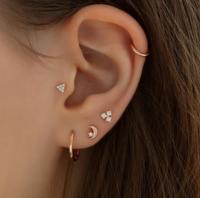 China 925 Sterling Silver Tiny CZ Moon Piercing Stud Earring with Ball Screw Back Closure for sale