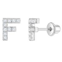 China White CZ Letter Stud Earrings Micron Pave Custom Letter Earrings for sale