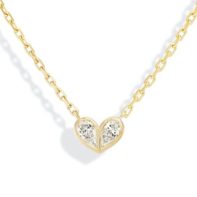 China Fine 18K Gold Plated White Pear Shape CZ Sweetheart 925 Sterling Silver Necklace for Women for sale
