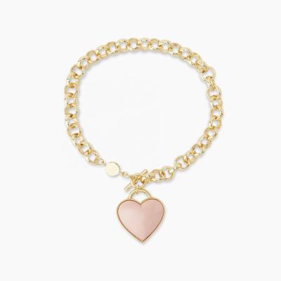 China 925 Sterling Silver Heart Charm Bracelet in Chic Pink for Girls Delightful Jewelry for sale
