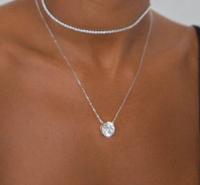 China Elegant 18K Gold Plated Round Cut 925 Sterling Silver Necklace for Fashion Jewelry for sale