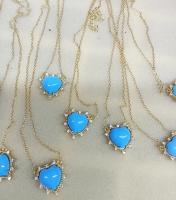 China 925 Sterling Silver Chain Jewelry Diamond And Turquoise Heart Twist Necklace No Pearl Chain for sale