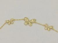 China 14K Gold Triple Butterfly Chain Bracelet Clear CZ Silver Chain Bracelet 925 for sale