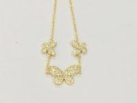 China 14K Gold Triple Butterfly Chain Bracelet Clear CZ Silver Chain Bracelet 925 for sale