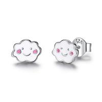 China Rhodium Plated 925 Silver Clouds Enamel Stud Earrings for Baby Children Little Girl for sale