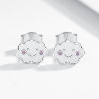 China Rhodium Plated 925 Silver Clouds Enamel Stud Earrings for Baby Children Little Girl for sale