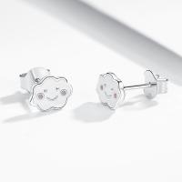 China Rhodium Plated 925 Silver Clouds Enamel Stud Earrings for Baby Children Little Girl for sale
