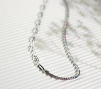 China 925 Sterling Silver Round Cut CZ Rainbow Collar Tennis Bracelet and Chain Necklace for sale