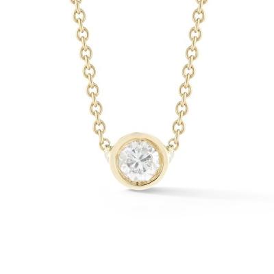 China Simple 925 Sterling Silver Solitaire Diamond CZ Necklace in 7mm/10mm/15mm Stone Sizes for sale