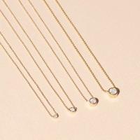 China Simple 925 Sterling Silver Solitaire Diamond CZ Necklace in 7mm/10mm/15mm Stone Sizes for sale