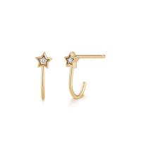 China 18K Gold Plated Star Shape Huggie 925 Sterling Silver Stud Earrings for Girls Jewelry for sale