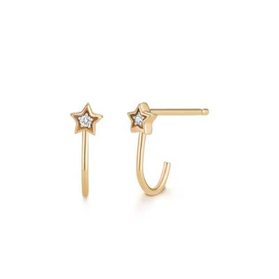 China 18K Gold Plated Star Shape Huggie 925 Sterling Silver Stud Earrings for Girls Jewelry for sale