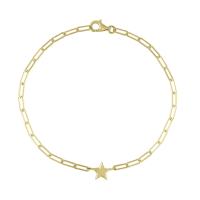 China 925 Sterling Silver Tiny Star Charm Bracelet with 18K Gold Plating and 12mm Star Charm for sale