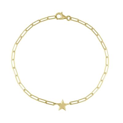 China 925 Sterling Silver Tiny Star Charm Bracelet with 18K Gold Plating and 12mm Star Charm for sale