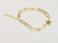 China 925 Sterling Silver Tiny Star Charm Bracelet with 18K Gold Plating and 12mm Star Charm for sale