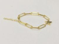 China 925 Sterling Silver Tiny Star Charm Bracelet with 18K Gold Plating and 12mm Star Charm for sale