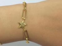 China 925 Sterling Silver Tiny Star Charm Bracelet with 18K Gold Plating and 12mm Star Charm for sale