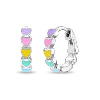 China Handmade Heart Shaped 925 Sterling Silver Huggie Earrings with Enamel for OEM ODM Custom Orders for sale