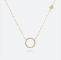 China Gold Plated S925 Silver Circle Pendant CZ Necklace for Women 925 Sterling Silver for sale