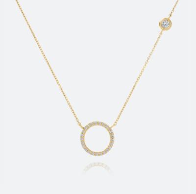 China Gold Plated S925 Silver Circle Pendant CZ Necklace for Women 925 Sterling Silver for sale