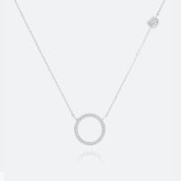 China Gold Plated S925 Silver Circle Pendant CZ Necklace for Women 925 Sterling Silver for sale
