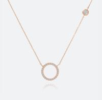 China Gold Plated S925 Silver Circle Pendant CZ Necklace for Women 925 Sterling Silver for sale