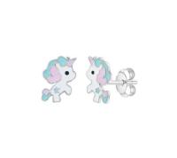 China Wholesales White Enamel Unicorn Fantasy 925 Silver Earrings Girls' Enamel Colors White for sale