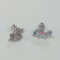 China Wholesales White Enamel Unicorn Fantasy 925 Silver Earrings Girls' Enamel Colors White for sale