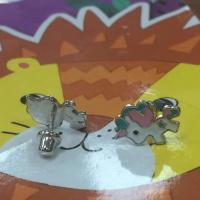 China Wholesales White Enamel Unicorn Fantasy 925 Silver Earrings Girls' Enamel Colors White for sale