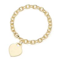 China Men's 925 Sterling Silver Heart Charm Big Bracelet for Sophisticated Look 15x15mm for sale