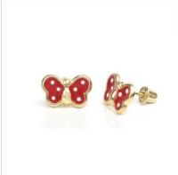China 14K Gold Plated Polka Dot Butterfly Child Earrings for Lovely Children's Jewelry for sale