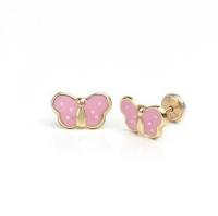 China 14K Gold Plated Polka Dot Butterfly Child Earrings for Lovely Children's Jewelry for sale