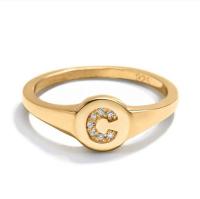 China Customizable Letter Initial Signet Ring 18K Gold Plated 925 Silver CZ Classic Design for sale