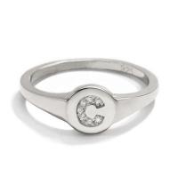 China Customizable Letter Initial Signet Ring 18K Gold Plated 925 Silver CZ Classic Design for sale
