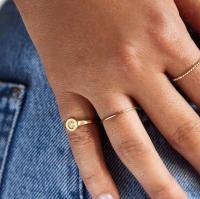 China Customizable Letter Initial Signet Ring 18K Gold Plated 925 Silver CZ Classic Design for sale
