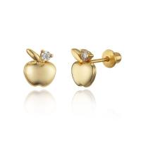 China 7mm Apple CZ Screw Back Baby Earrings in 925 Sterling Silver Perfect Gift for Babies for sale