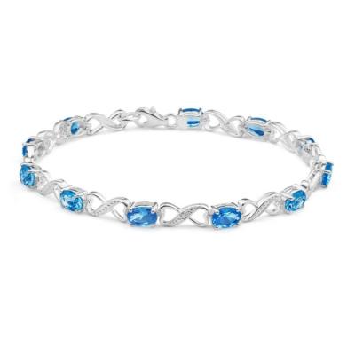 China 925 Silver Infinity Blue Topaz CZ Tennis Bracelet Length 6.25 inches for Chic Fashion for sale
