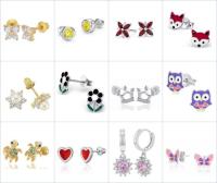 China Cute Trendy Pink Flower Enamel Screw Back Earring Adorable 925 Sterling Silver Design for sale