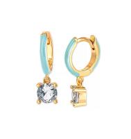 China 18k Gold-Plated Sterling Silver Earrings with Cubic Zirconia Red Enamel Dangles in Blue and Purple for sale