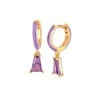 China 18k Gold-Plated Sterling Silver Earrings with Cubic Zirconia Red Enamel Dangles in Blue and Purple for sale