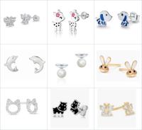 China Cute Trendy Pink Flower Enamel Screw Back Earring Adorable 925 Sterling Silver Design for sale