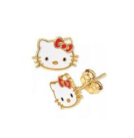 China 18K Gold Plated Hello Kitty Enamel Stud Earrings for Girls in 925 Sterling Silver for sale