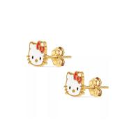 China 18K Gold Plated Hello Kitty Enamel Stud Earrings for Girls in 925 Sterling Silver for sale