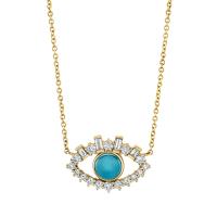 China 18K Gold Plated Baguette Cubic Zircon 925 Sterling Silver Women's Evil Eye Necklace for sale