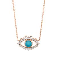 China 18K Gold Plated Baguette Cubic Zircon 925 Sterling Silver Women's Evil Eye Necklace for sale