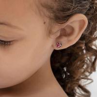 China 925 Sterling Silver 8mm Pink and Black Enamel Ladybug Stud Earrings for Baby Girls with Screw Back for sale