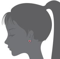 China Children's Safe Screw Back Earrings in 925 Sterling Silver with Tiny Red Enamel Heart for sale