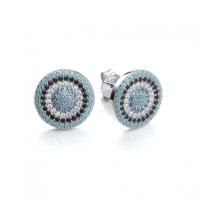 China ZIRCON Circle 18K Gold Plated Handmade Micron Pave CZ Eye Turkiye Design Stud Earring 925 Sterling Silver for sale