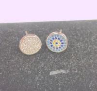 China ZIRCON Circle 18K Gold Plated Handmade Micron Pave CZ Eye Turkiye Design Stud Earring 925 Sterling Silver for sale