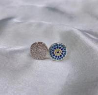China ZIRCON Circle 18K Gold Plated Handmade Micron Pave CZ Eye Turkiye Design Stud Earring 925 Sterling Silver for sale